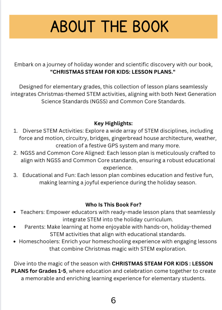 CHRISTMAS S.T.E.A.M FOR KIDS : LESSON PLANS Grades 1-5. Let education ...