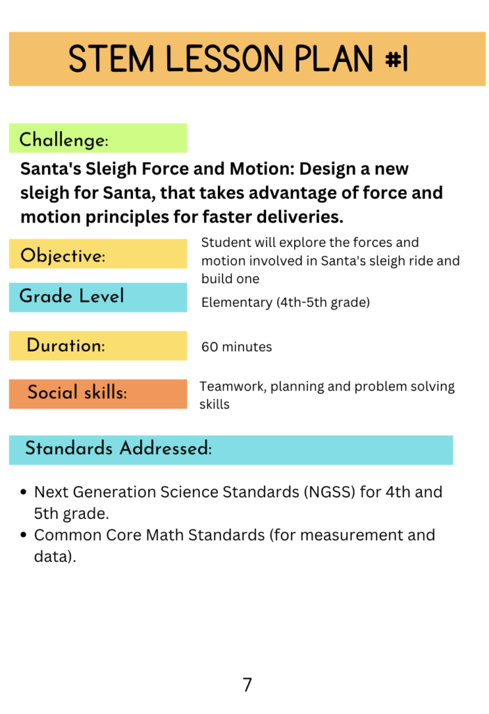 CHRISTMAS S.T.E.A.M FOR KIDS : LESSON PLANS Grades 1-5. Let education ...